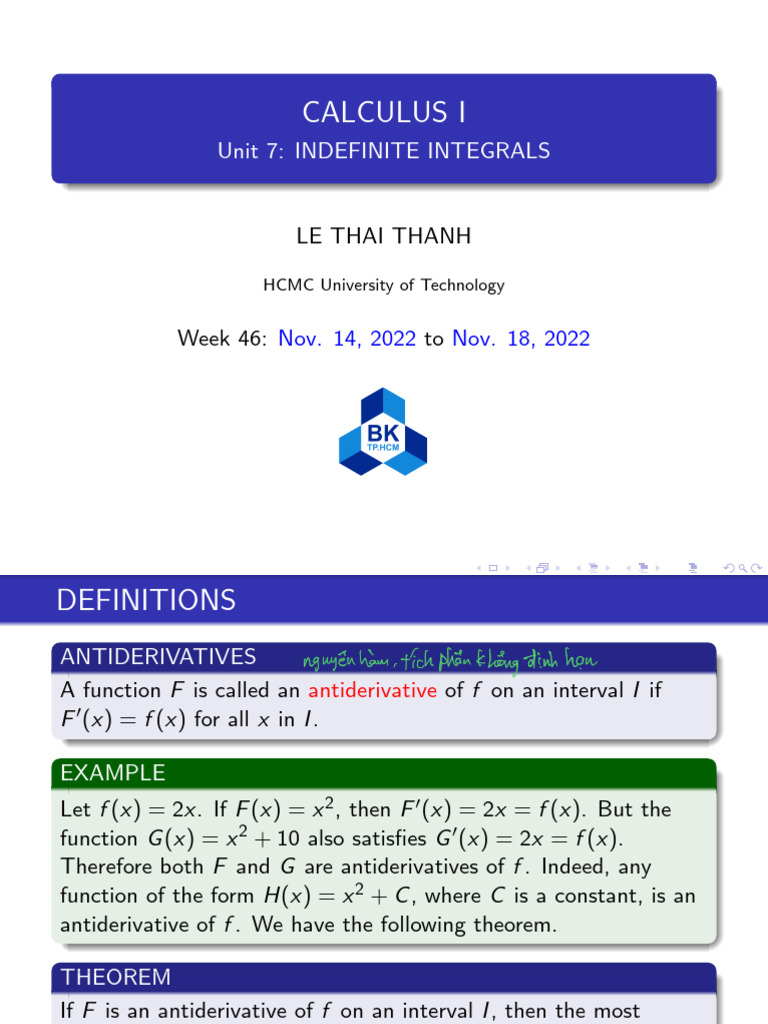 Calculus I: Unit 7: Indefinite Integrals | PDF | Trigonometric ...