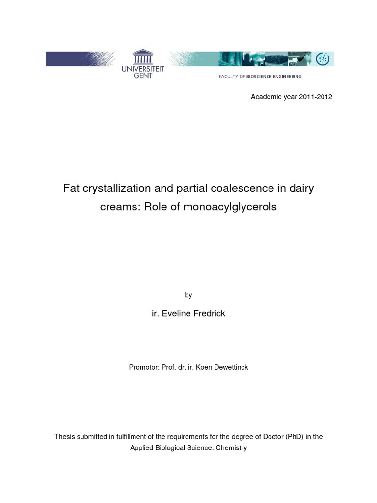 Fat Crystallization and Partial Coalescence in Dairy Creams: Role of ...
