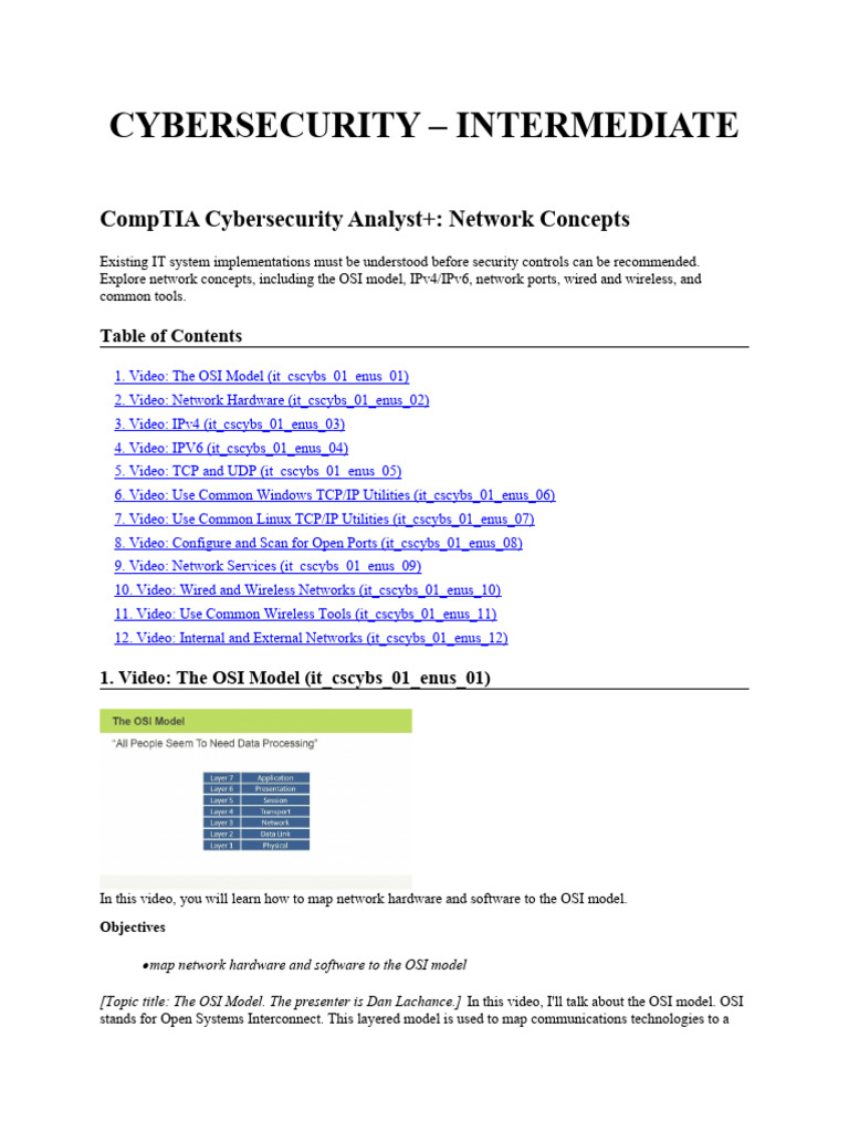 Cybersecurity - Intermediate | PDF | I Pv6 | Osi Model
