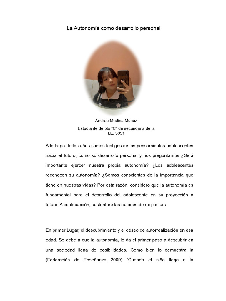 La Autonomía Como Desarrollo Personal | PDF | Autonomía | Adultos