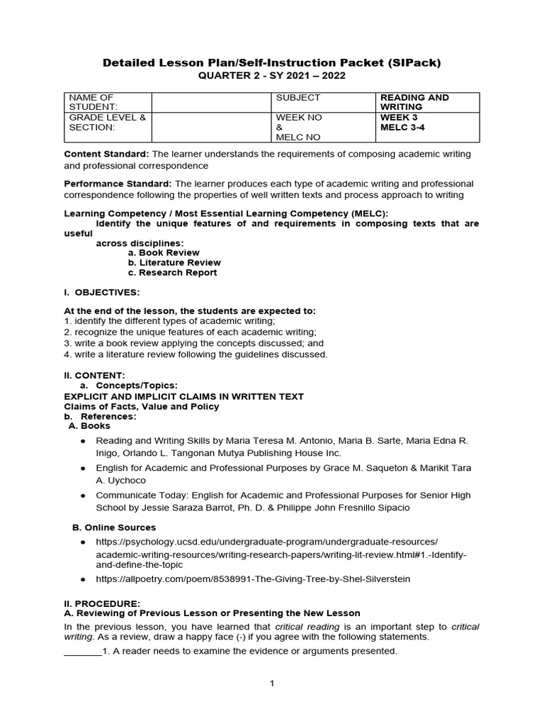 QA - Reading and Writing - Q2-Week 3-DONE RODEL-1 | PDF | Methodology ...