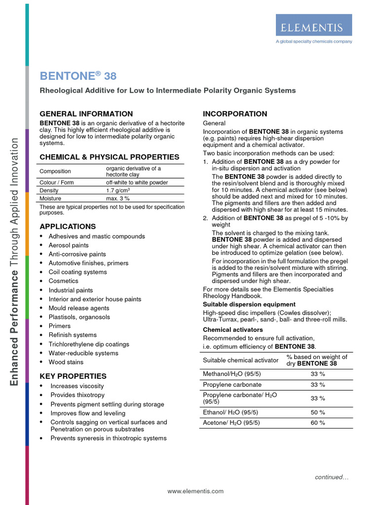 Bentone 38 | PDF | Paint | Materials