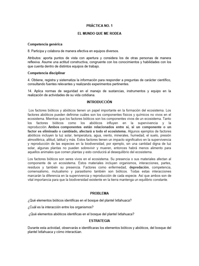 Práctica No 1 El Mundo Que Me Rodea | PDF | Ecosistema | Geografía Física