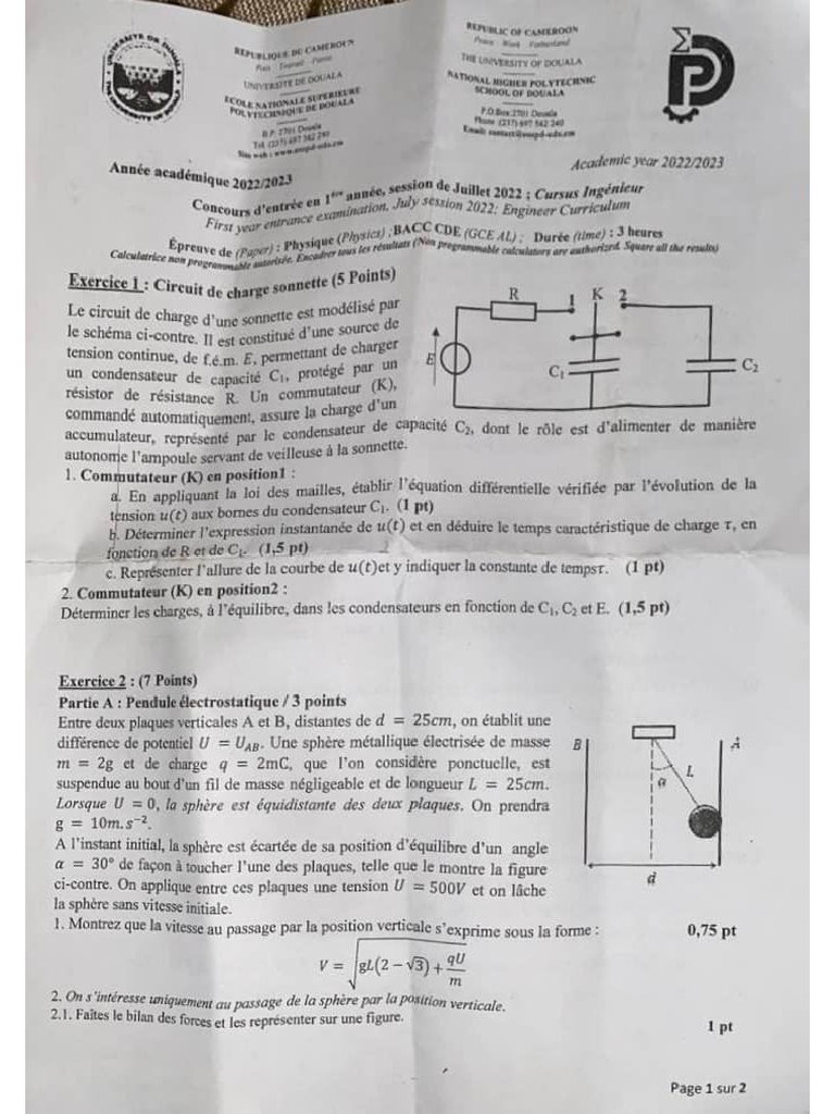 Épreuve de ENSPD Physique 2022 | PDF