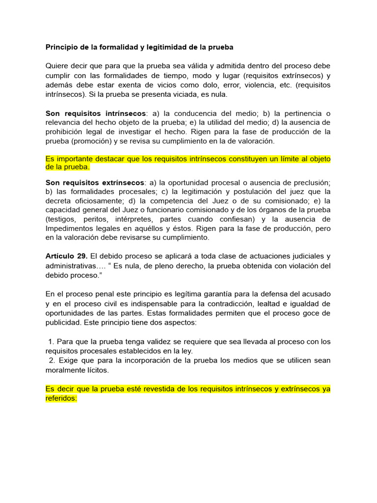 Principio de La Formalidad y Legitimidad de La Prueba | Descargar gratis PDF | Evidencia (ley ...
