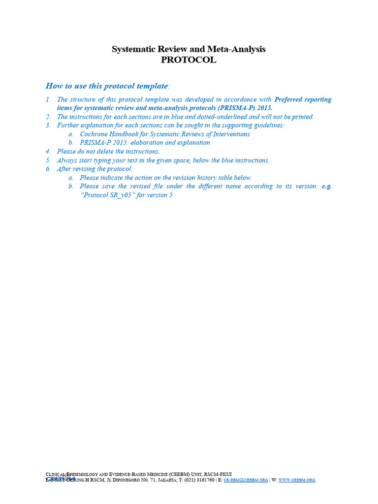 Contoh Protocol SR | PDF | Systematic Review | Evidence Based Medicine