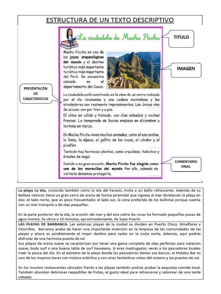 FICHA ESTRUCTURA TEXTO DESCRIPTIVO | PDF