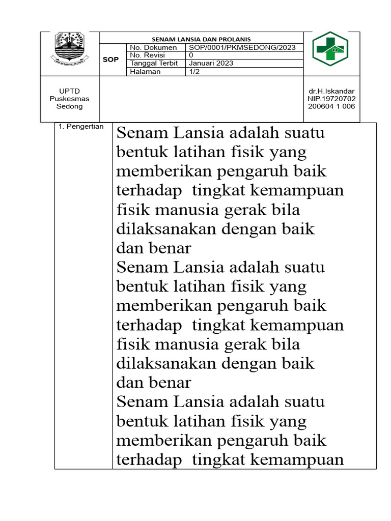Senam Lansia Dan Prolanis | PDF