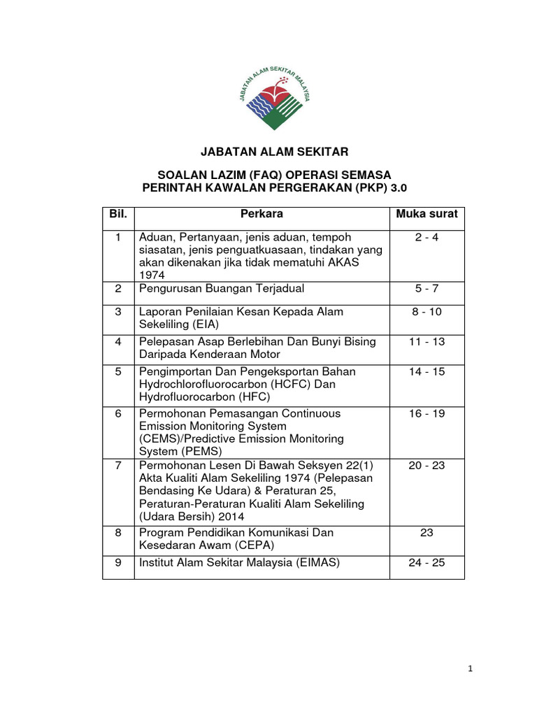 QA JAS Tempoh PKP | PDF