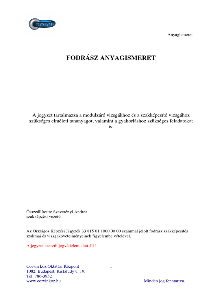 Adoc - Pub Fodrasz-Anyagismeret | PDF