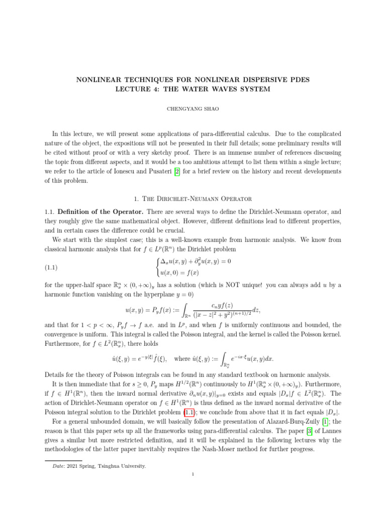 2021 Spring Nonlinear Techniques For Nonlinear Dispersive PDEs 4 | PDF | Function (Mathematics ...
