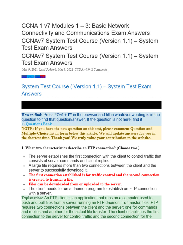 Modul 1 Subiecte Cisco (Rezolvate) | PDF | Computer Network | Osi Model