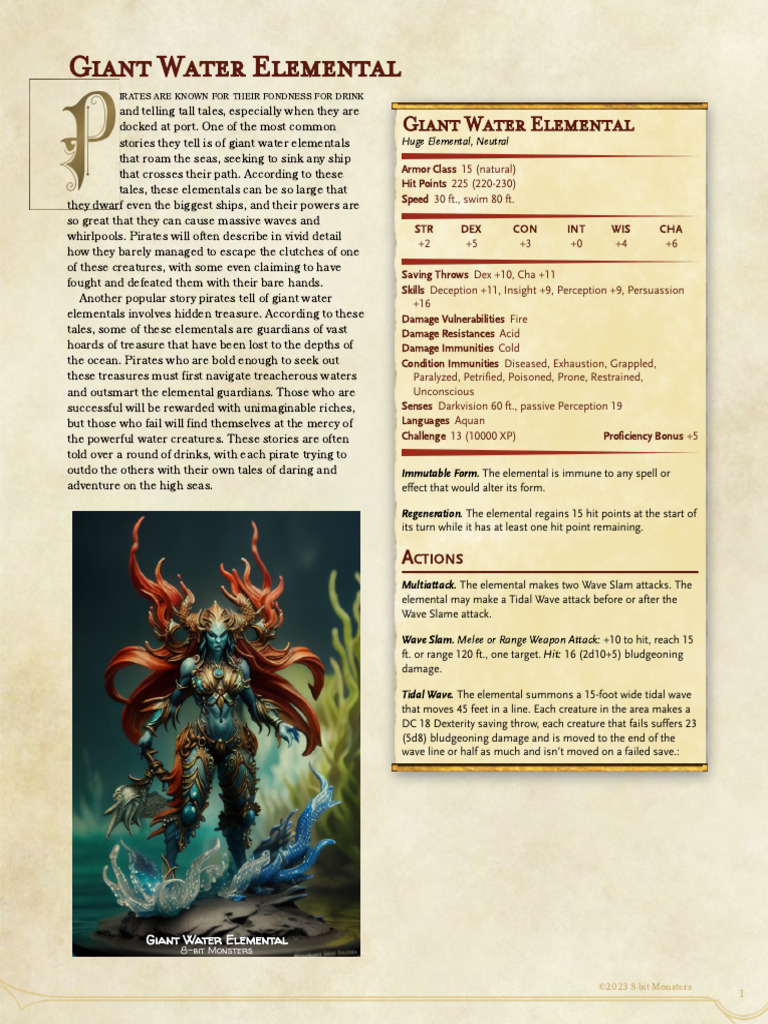 Giant Water Elemental - The Homebrewery | PDF