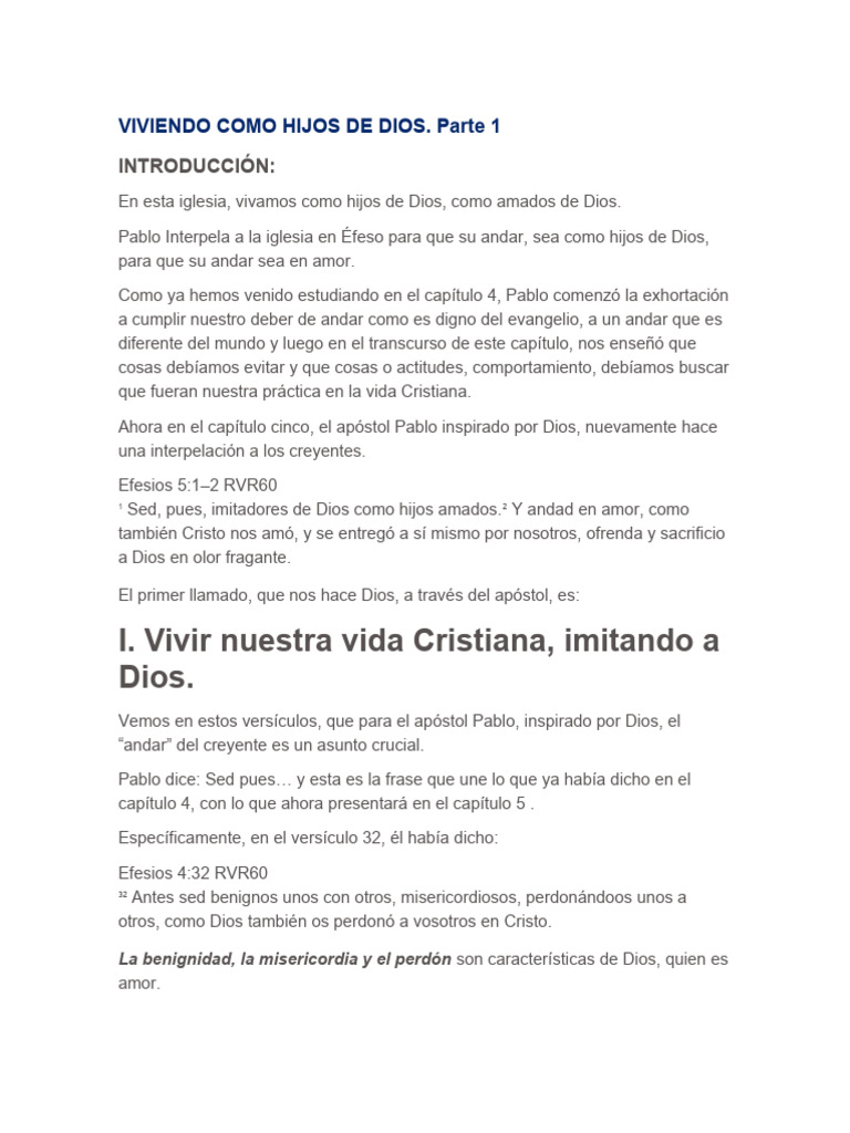 Viviendo Como Hijos De Dios Pdf Amor Dios