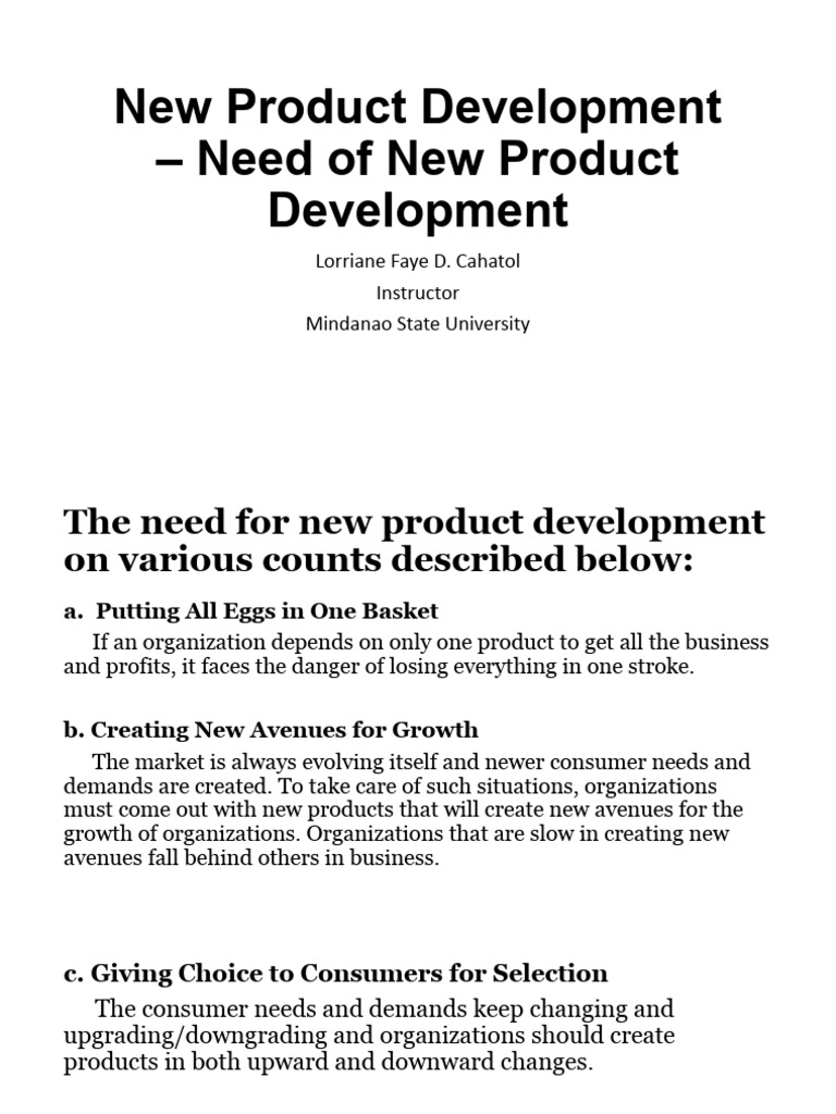 Lecture 3. New Product Development Need of New Product Development ...