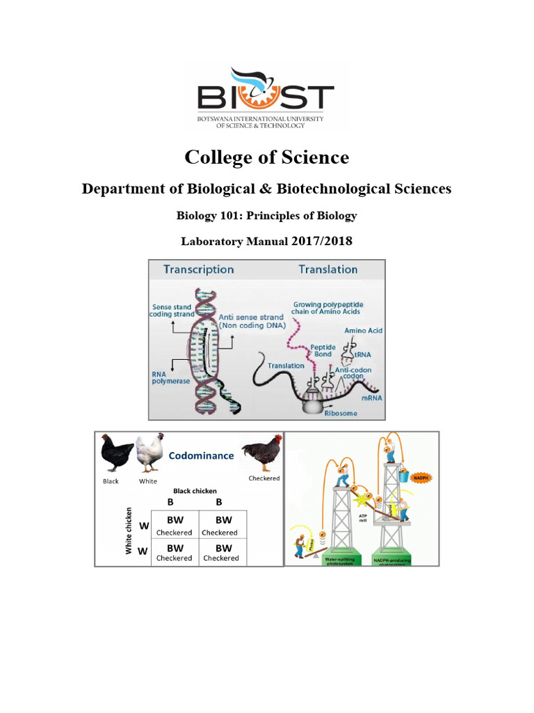 BIO 101 Lab Manual 2017 - 2018 Final | PDF | Physical Sciences | Chemistry