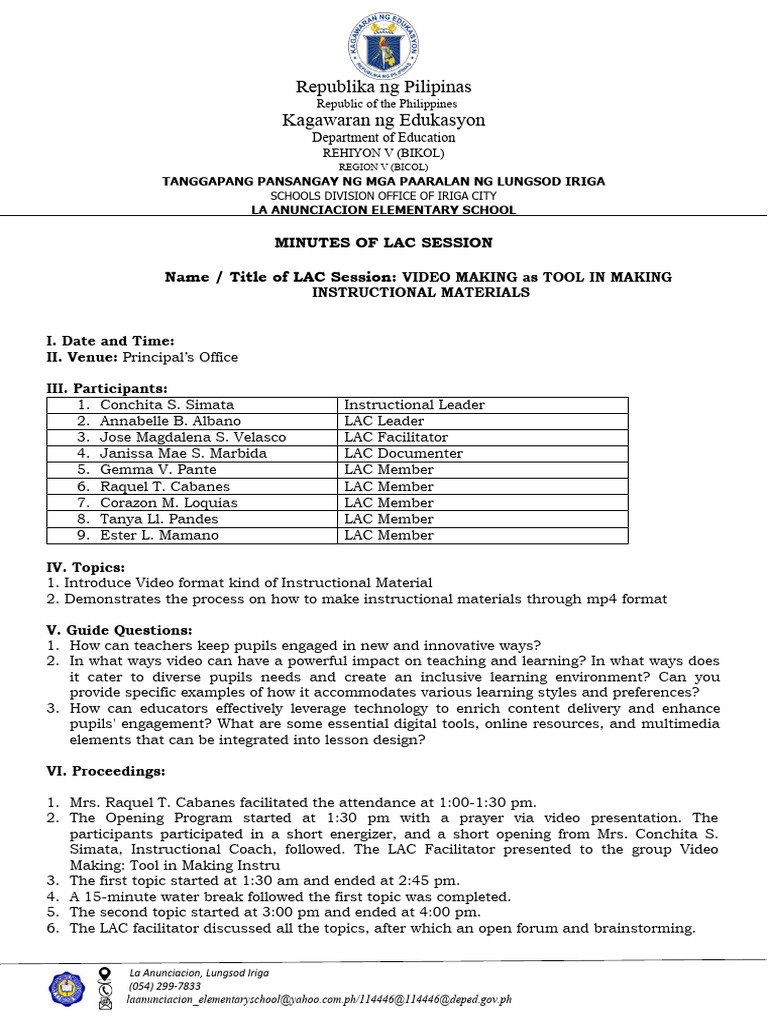Lac Session Narrative Reflection For Rpms | PDF | Multimedia | Learning