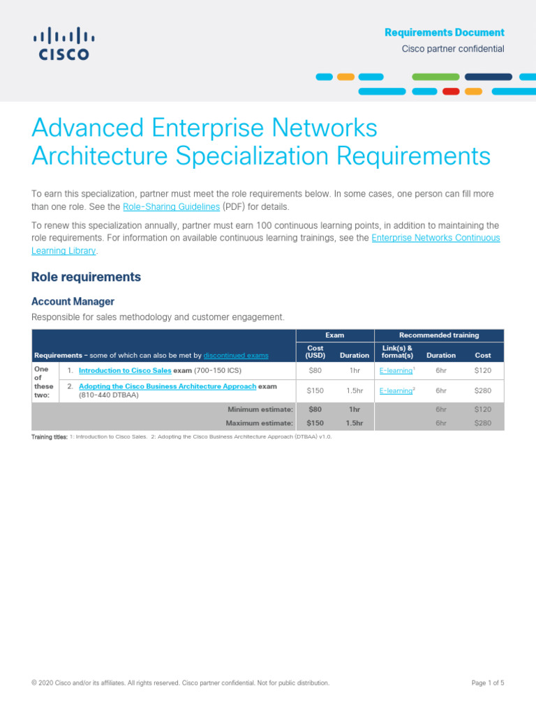 Adv Ent Net Arch Spec Partner Req | PDF | Cisco Certifications | Data Transmission