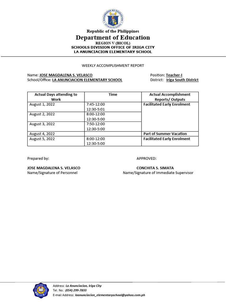 Accomplishment Report Monthly | PDF