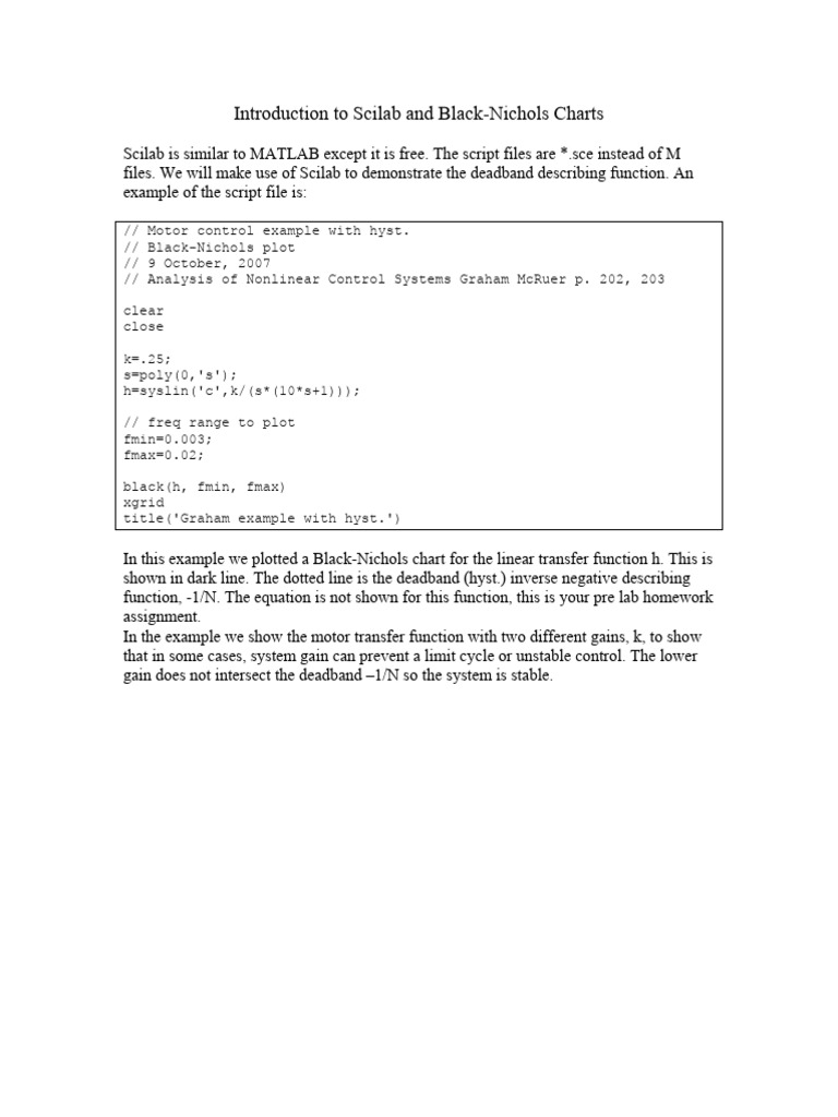 Introduction To Scilab and Black-Nichols Charts | PDF | Mathematics ...