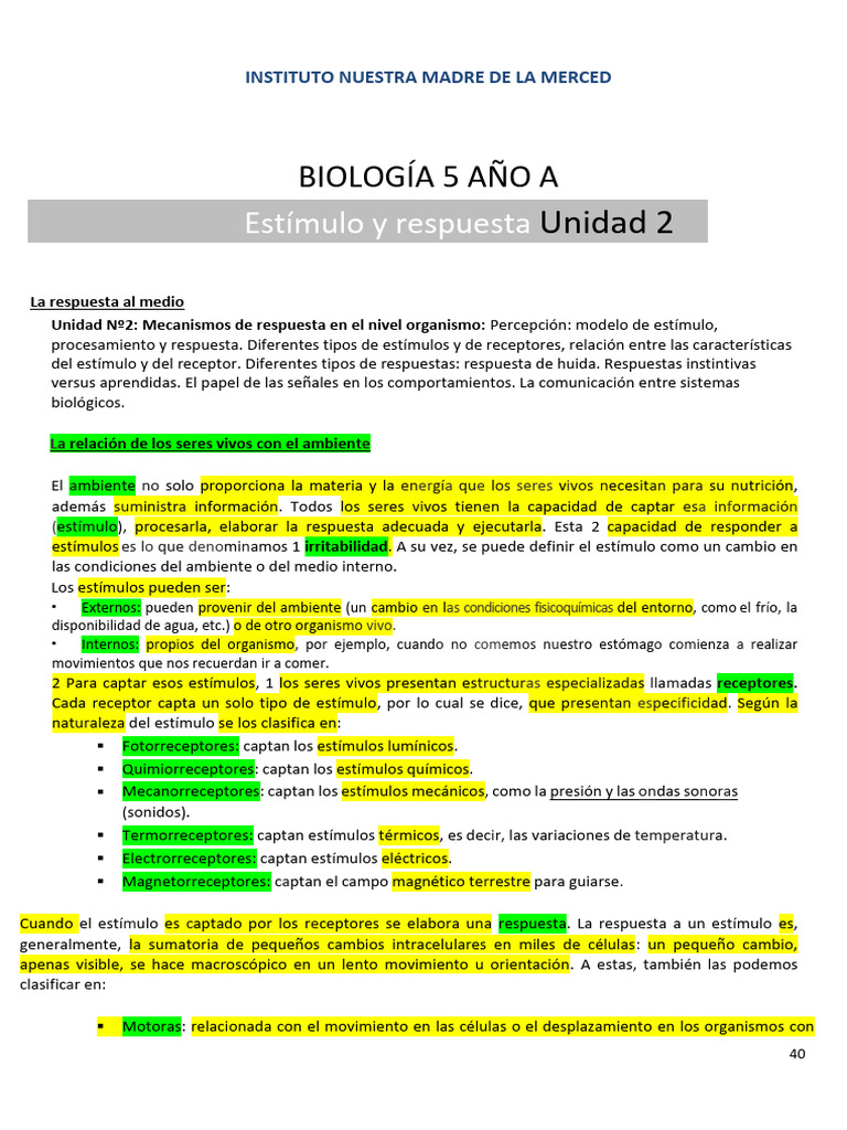 Estímulo y respuesta | PDF | Quimiotaxis | Ojo