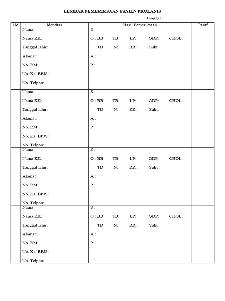 Lembar Pemeriksaan Pasien Prolanis | PDF