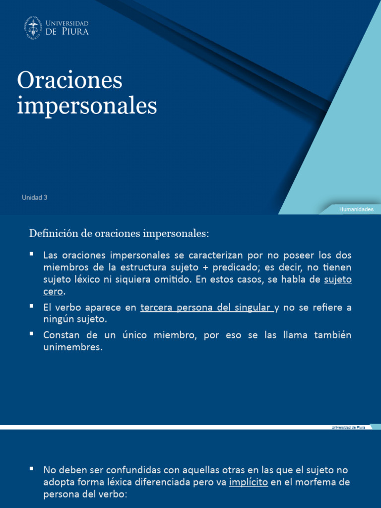 Oraciones Impersonales | PDF | Verbo | Asunto (gramática)