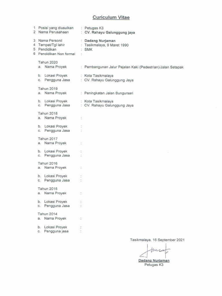 CV Dadang Nurjaman | PDF