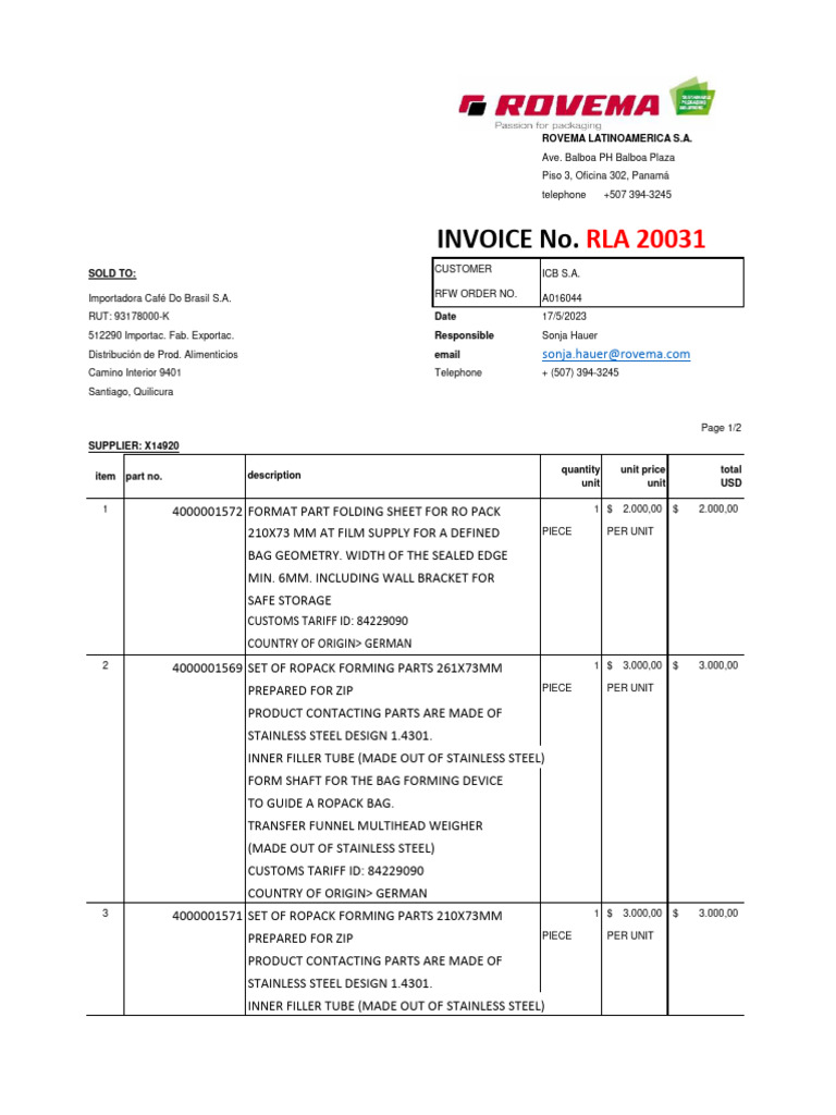 Customs Invoice Rla 20031 Icb | PDF | Secondary Sector Of The Economy ...