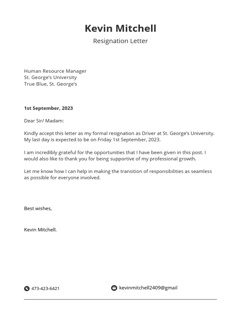 Black White Simple Blank Resignation Letter | PDF