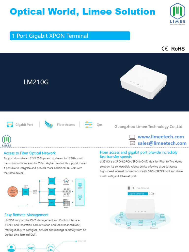 ONT LM210G Datasheet - V1.1 | Download Free PDF | Internet Protocols | Computer Network