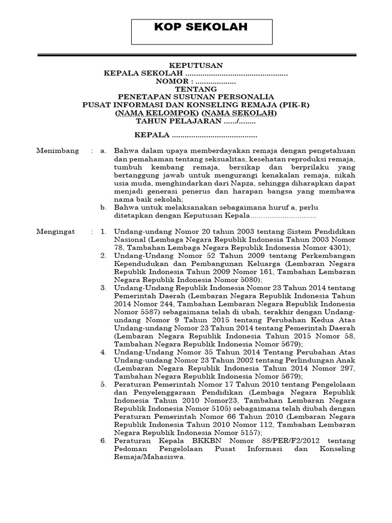 FORMAT SK PIK-R 2020-2022 PDF Versi PDF | PDF