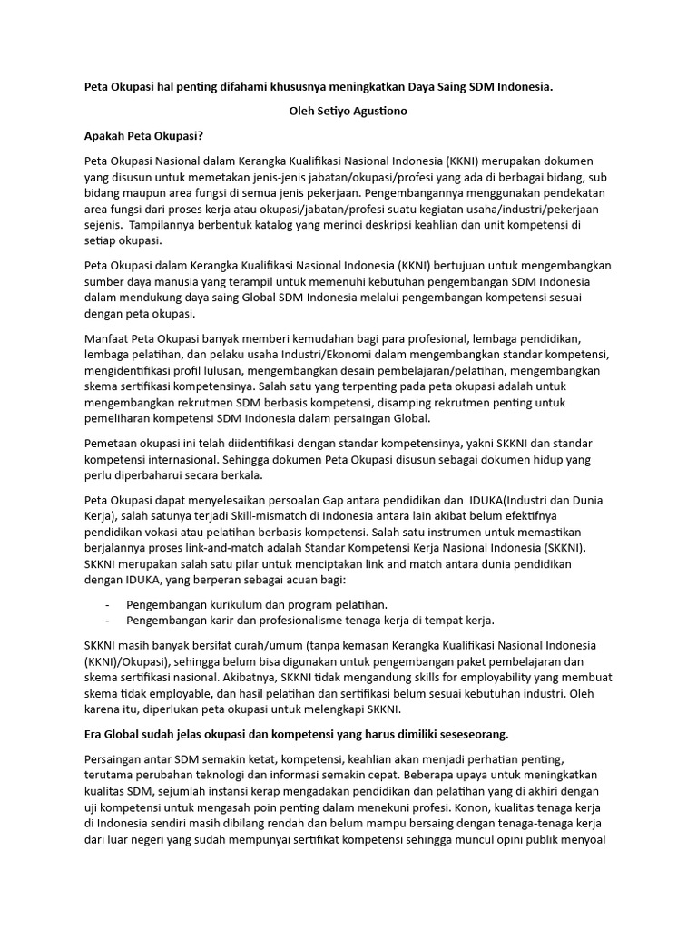 Tulisan Peta Okupasi - Sat | PDF