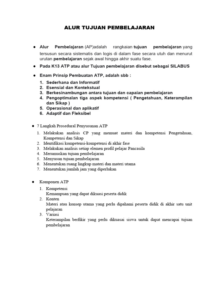 ALUR TUJUAN PEMBELAJARAN ( ATP ) (1) | PDF