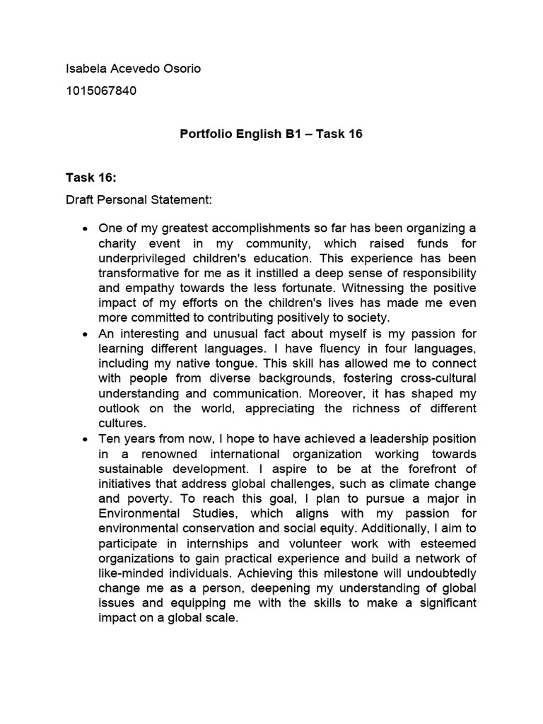 Portfolio English B1 - Task 13 | PDF