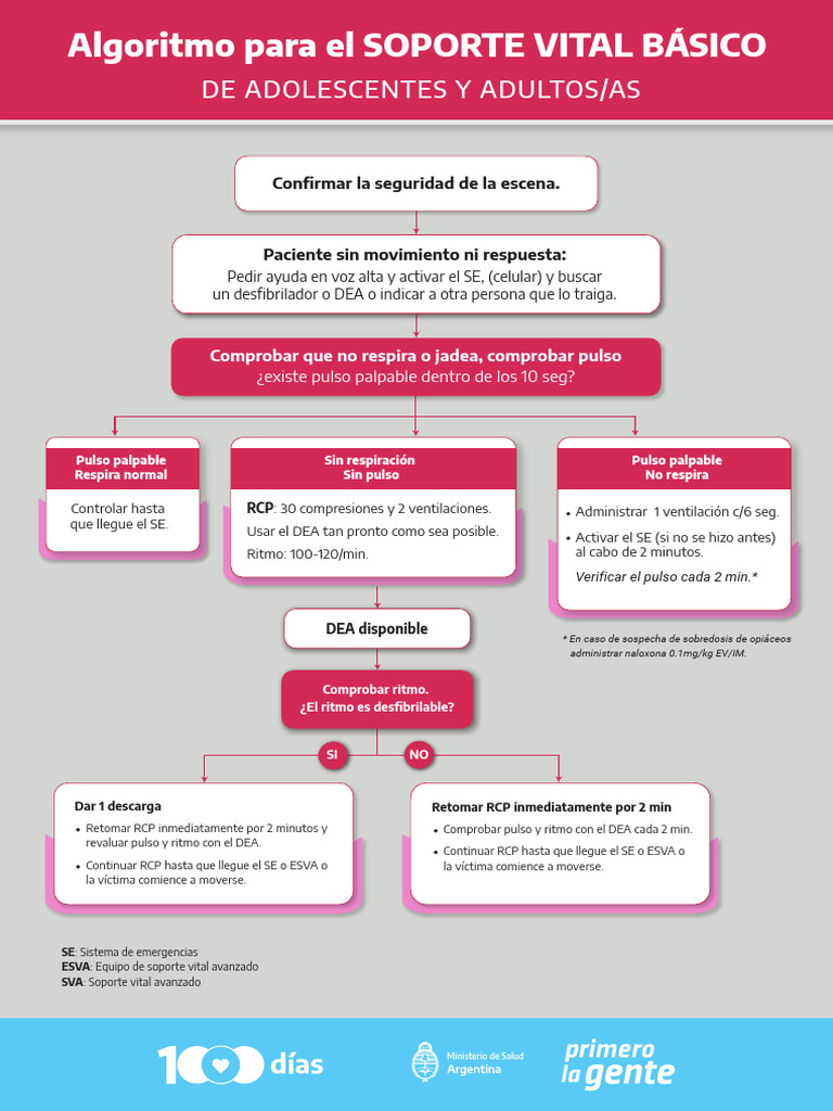 Algoritmo Soporte Vital Basico Adolescentes Adultos | PDF | Reanimación ...