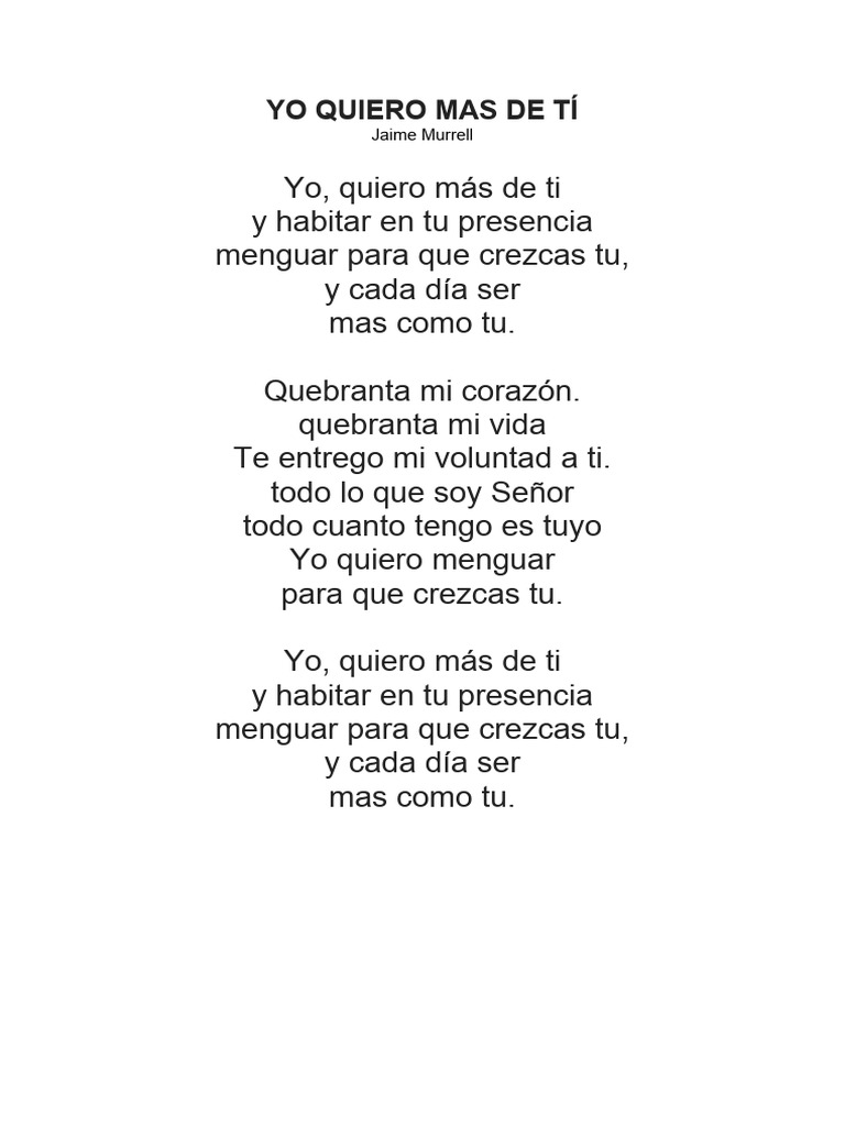 Yo Quiero Mas de Tí | PDF
