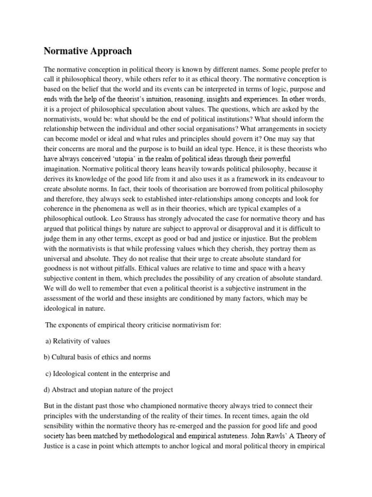 Normative vs. Empirical Political Theory | PDF | Theory | Political ...