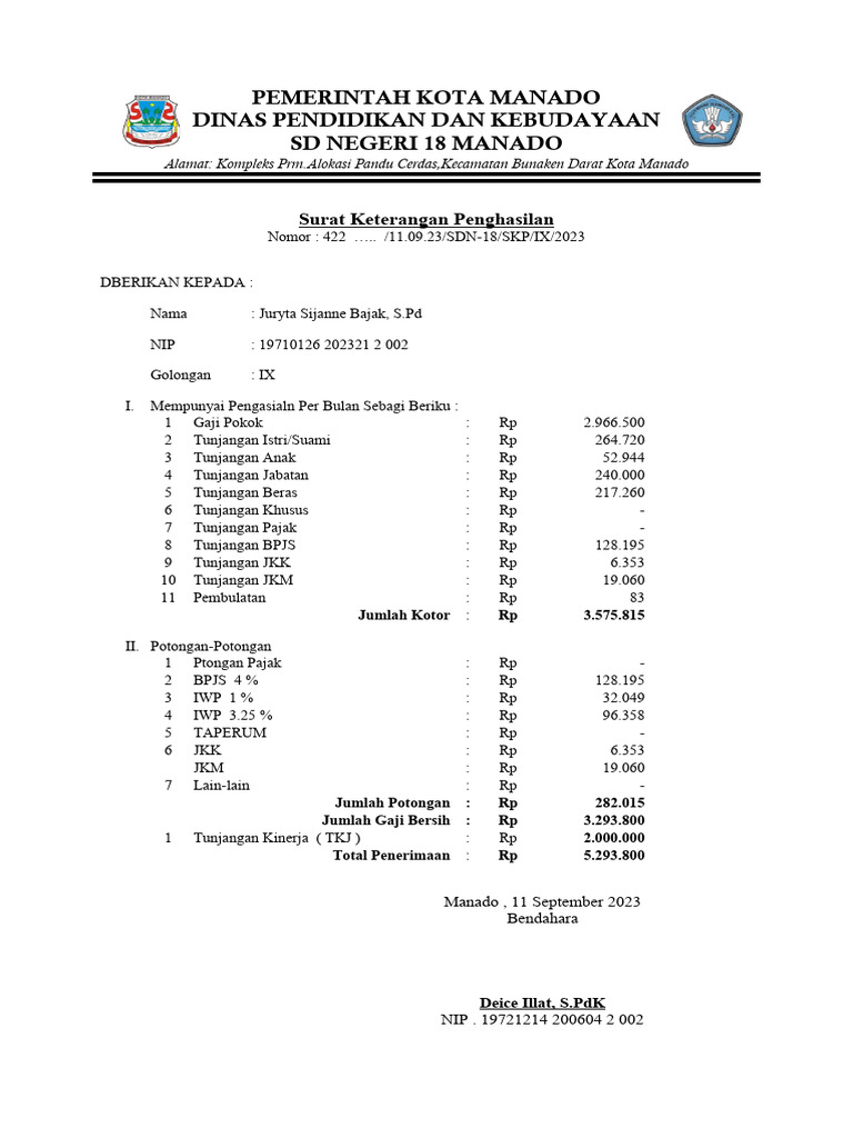 Slip Gaji Pns Sdn 18 Pdf