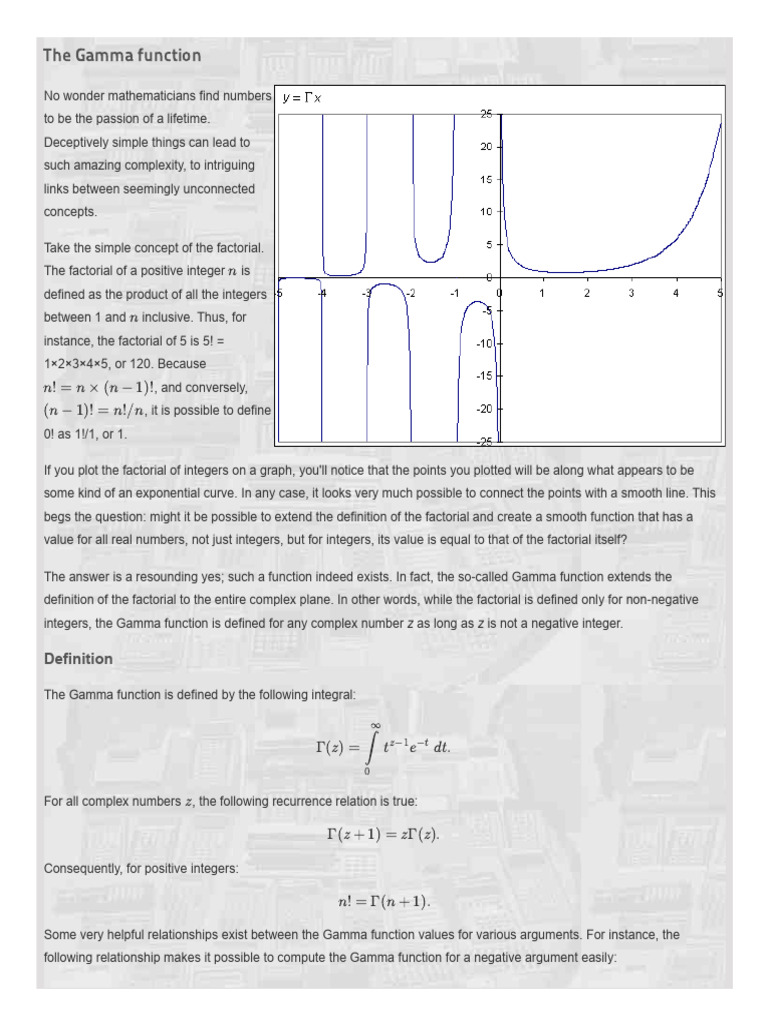 Programmable Calculators - The Gamma Function | PDF | Function (Mathematics) | Integral