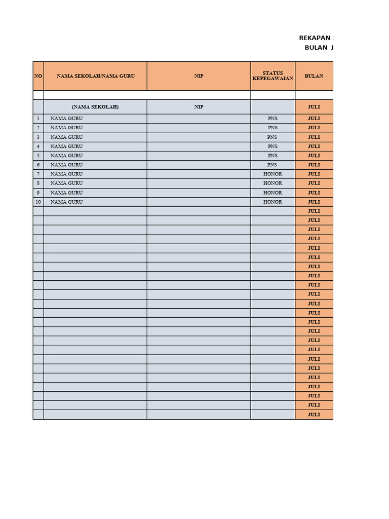 Format Absen Juli - Agust 2023 | PDF