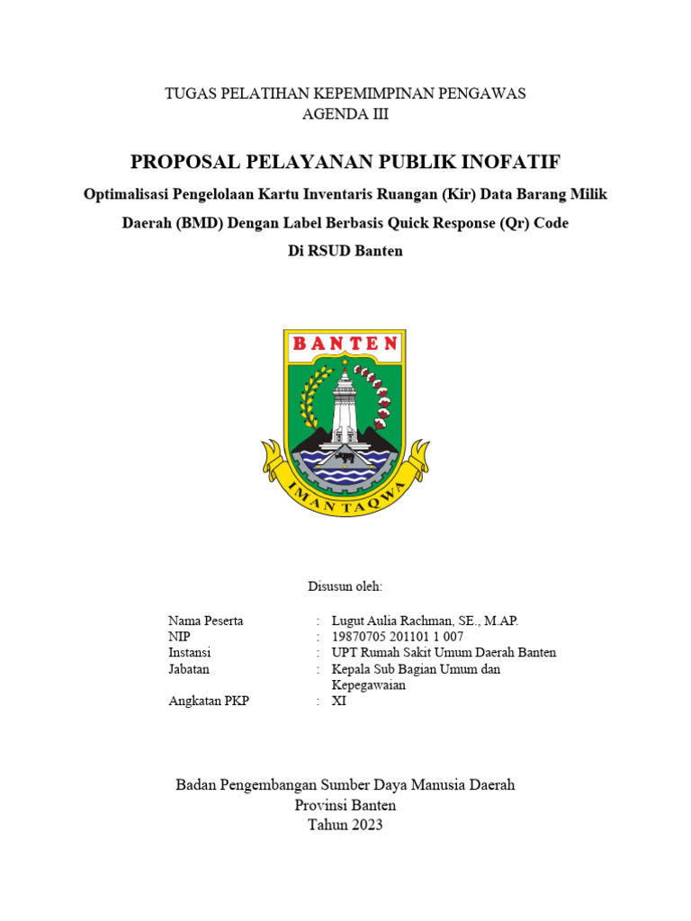 Proposal Pelayanan Publik Inovatif | PDF