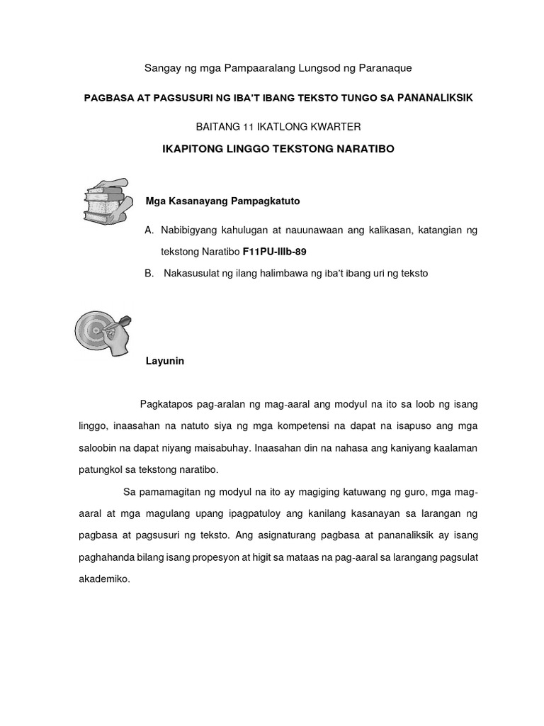 Pagbasa Grade 11 Quarter 3 Module 4 Week 7 | PDF