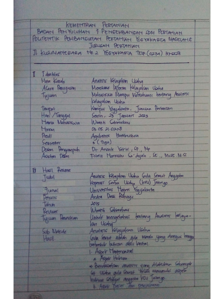 Wiranti Sakerebau - 03.05.21.0208 - Resume Analisis Kelayakan Usaha - P14 | PDF