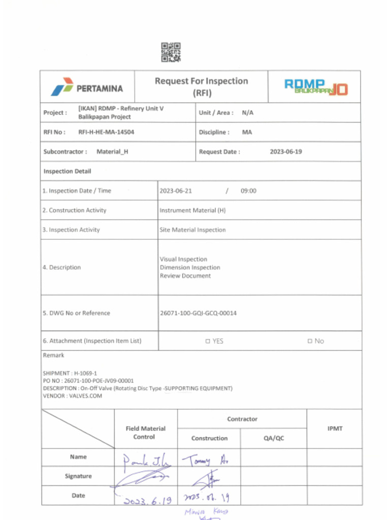 RFI & PACKING LIST | PDF
