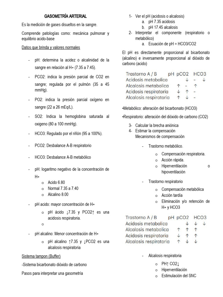 Interpretación de Gasometría Arterial | PDF | Medicina CLINICA ...