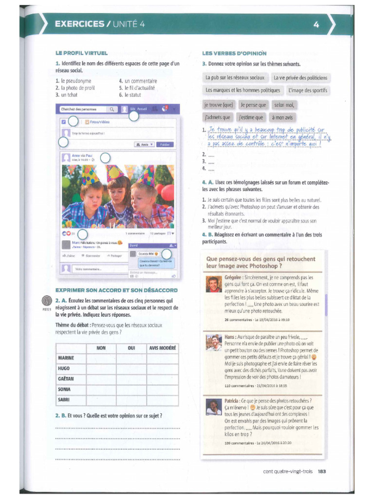 Entre Nous 3 Unité 4 Cahier | PDF
