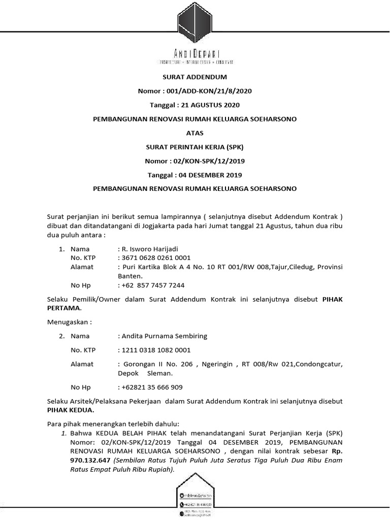 Addendum Pekerjaan 3 | PDF
