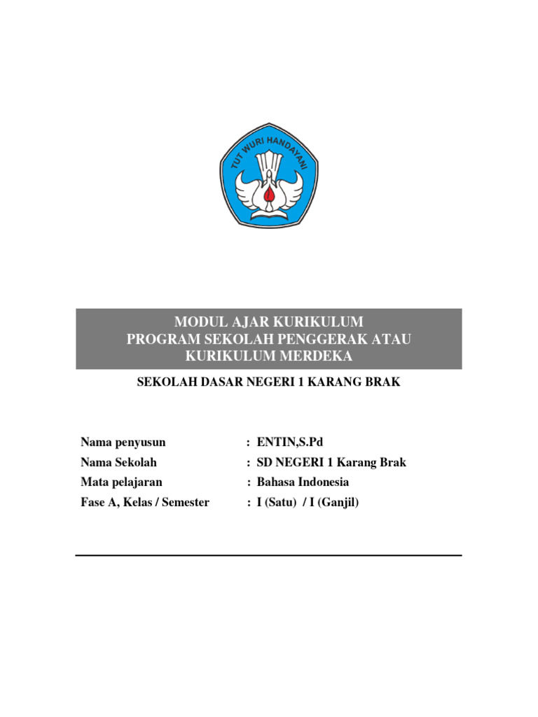 Modul Ajar Bahasa Indonesia SD | PDF | Karier & Perkembangan | Kajian Bahasa Asing