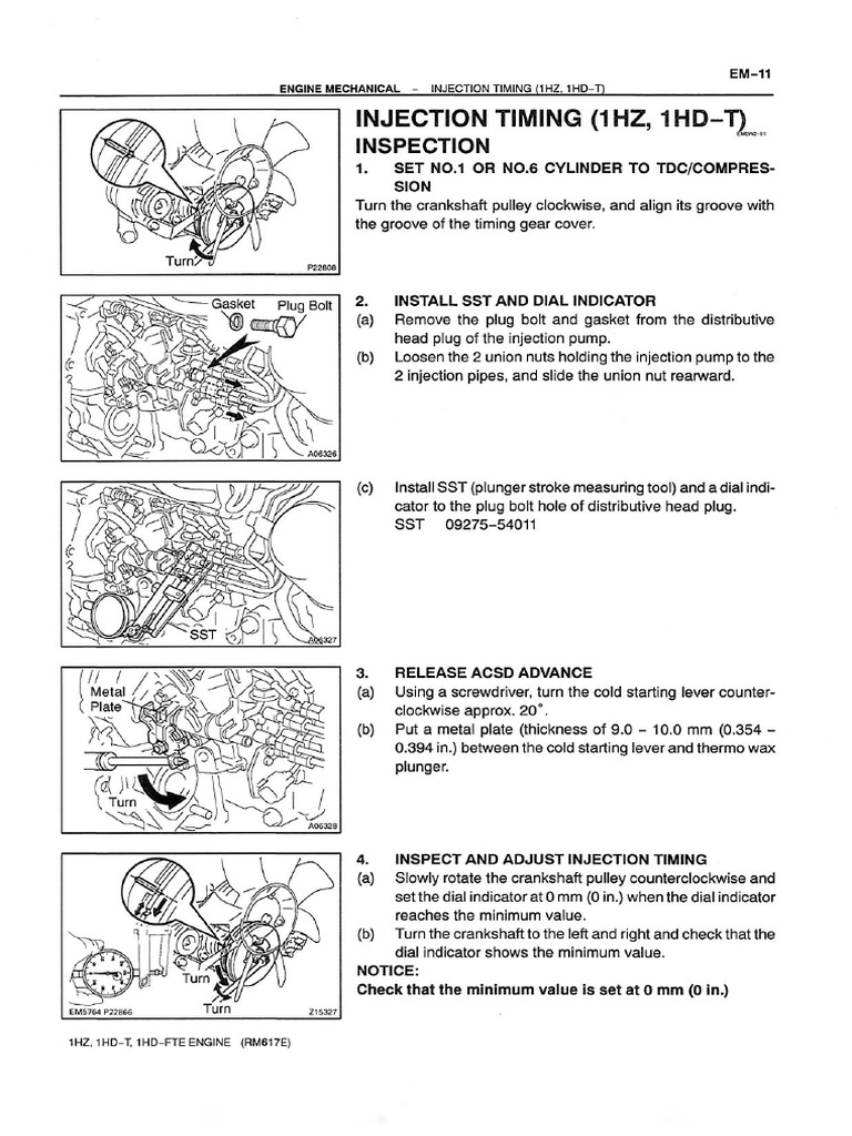 1hz 1hdt Pump Timing Procedure | PDF